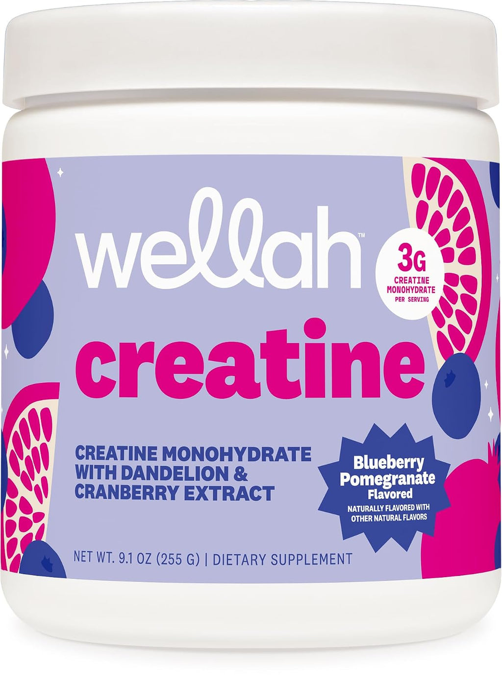 Wellah creatine blueberry pomegranate powder