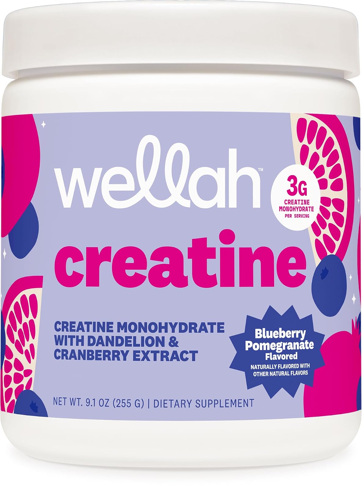 Wellah creatine blueberry pomegranate powder