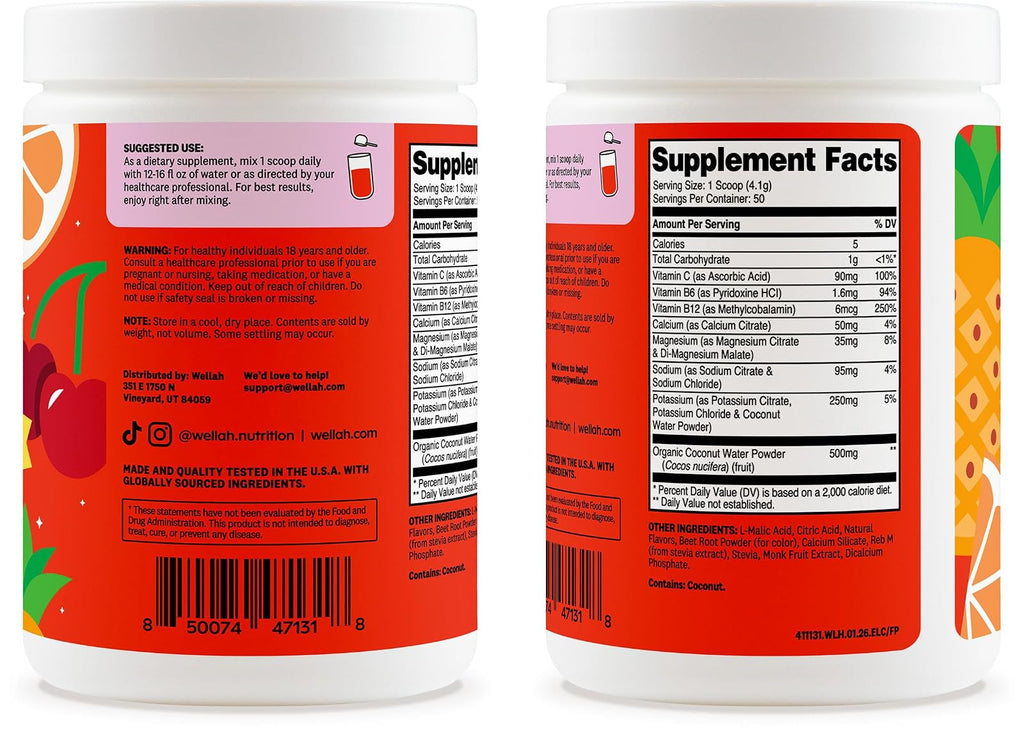 Wellah electrolyte powder with 50 servings