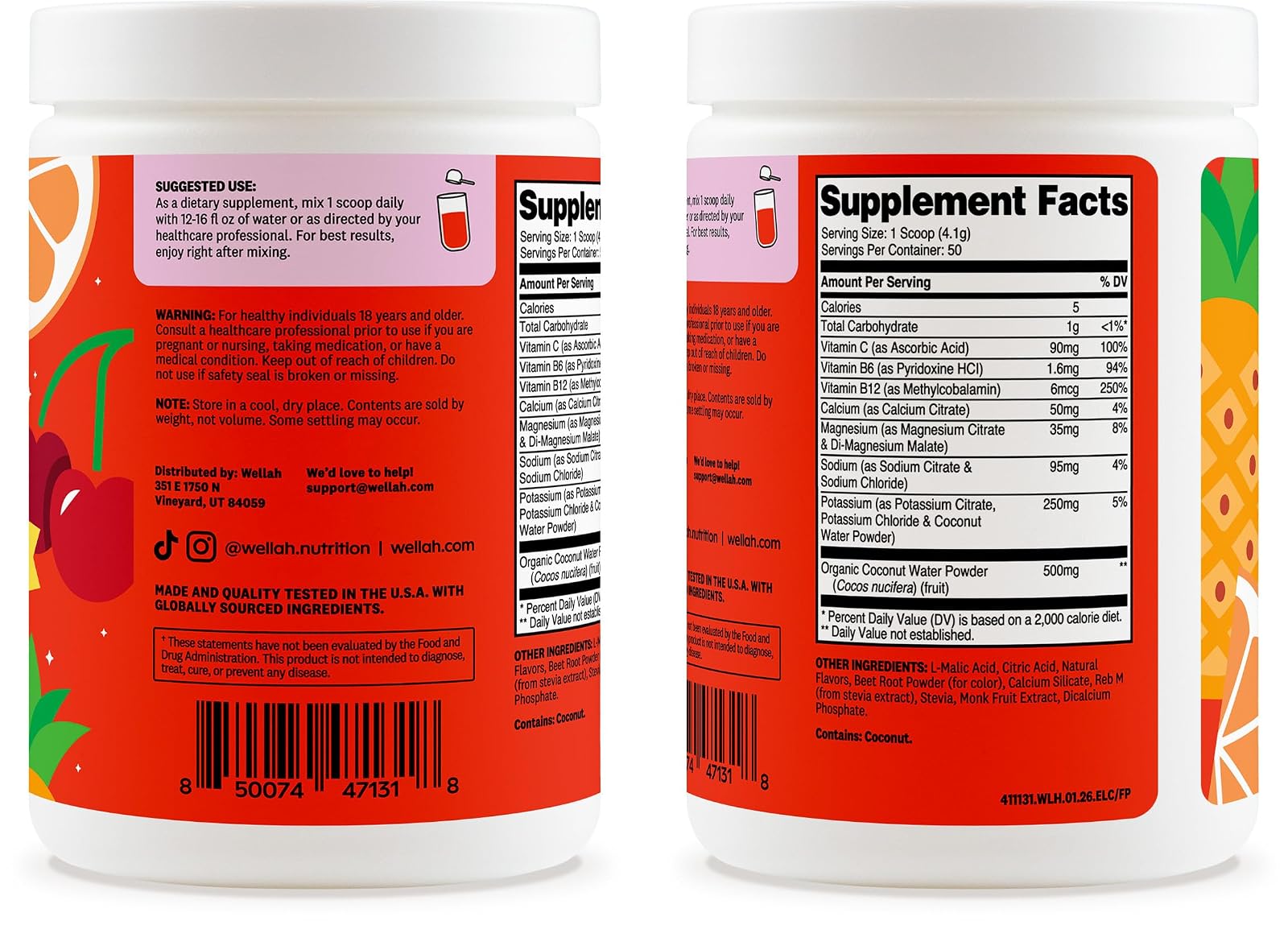 Wellah electrolyte powder with 50 servings