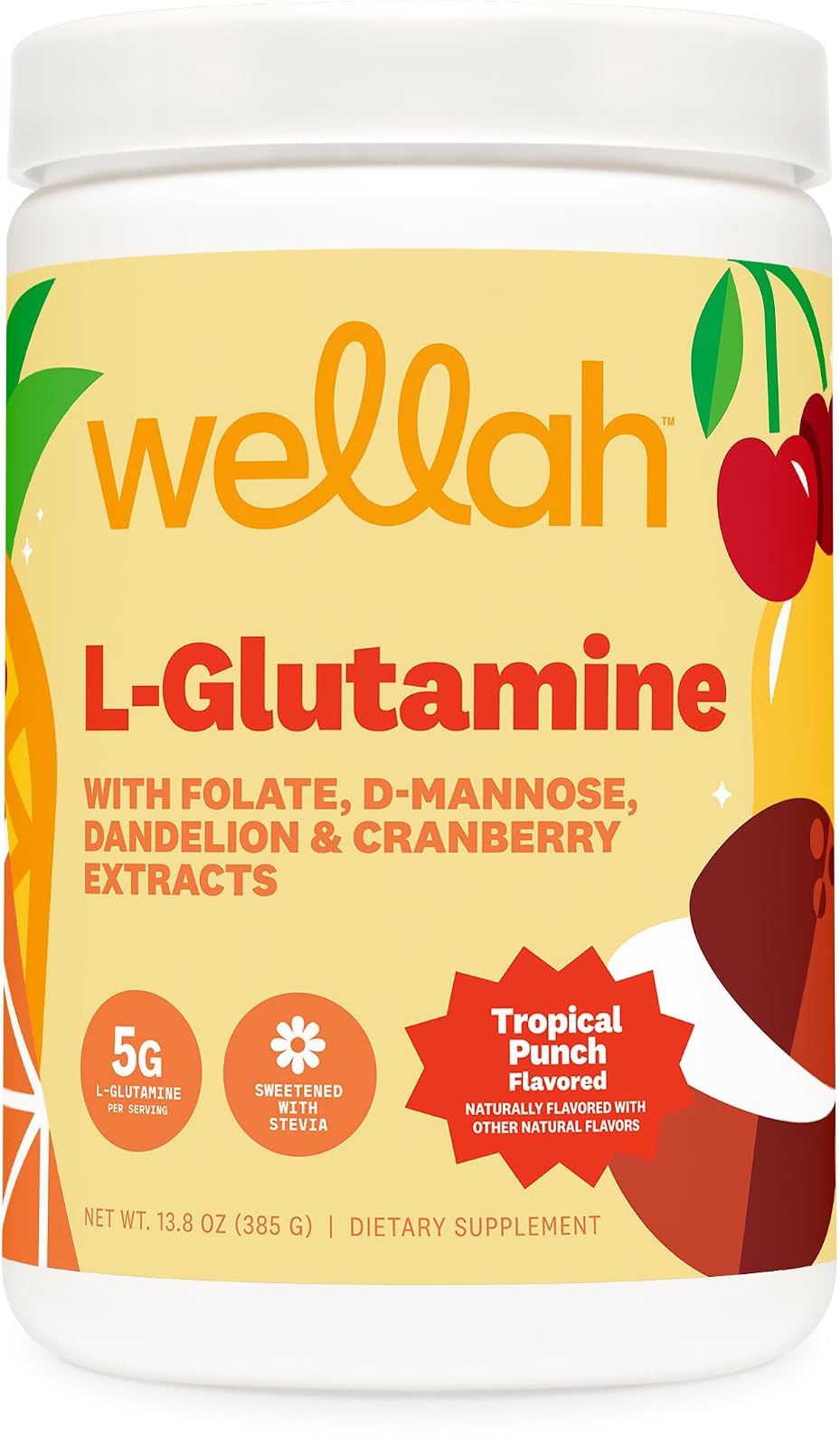 wellah l-glutamine powder tropical punch