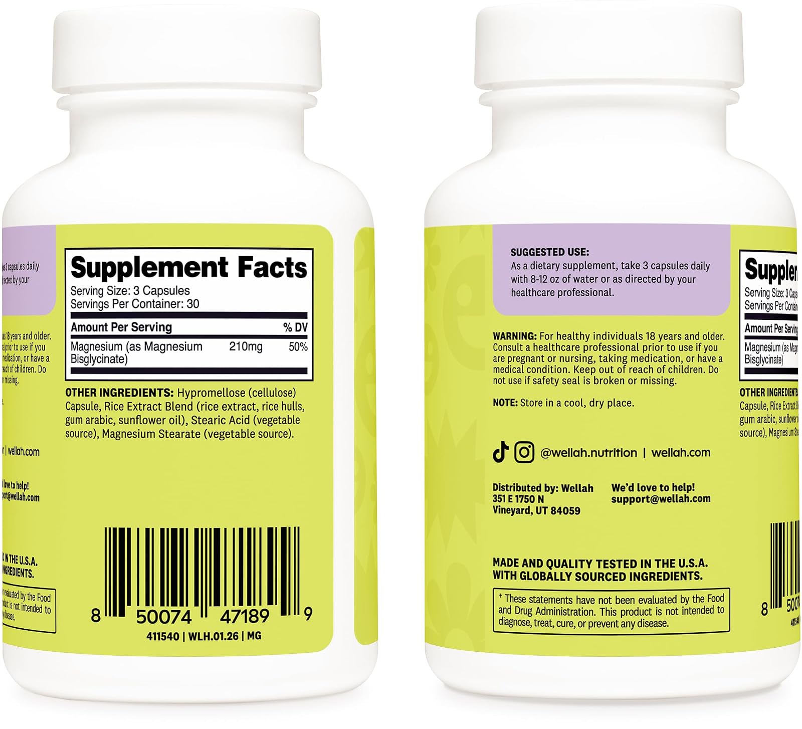 Wellah magnesium for muscle support