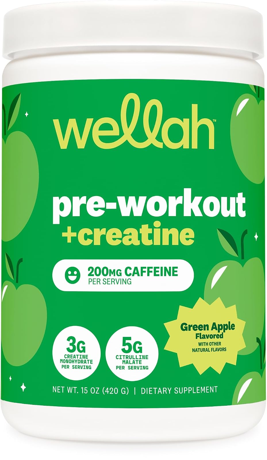 Wellah pre-workout green apple flavour