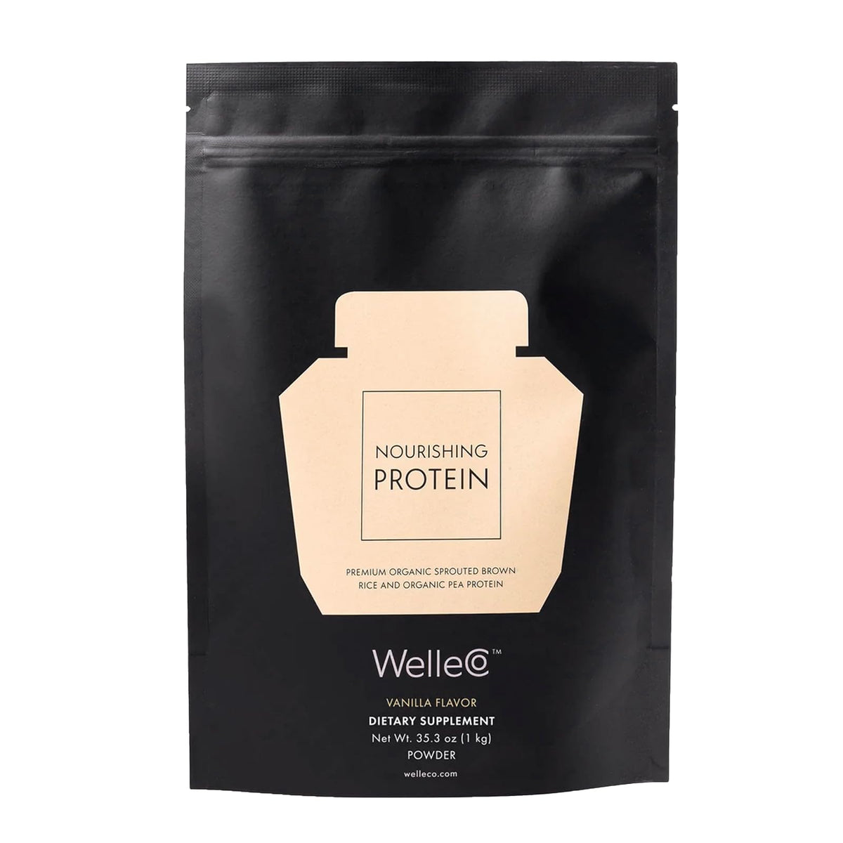 WelleCo plant-based vanilla protein powder