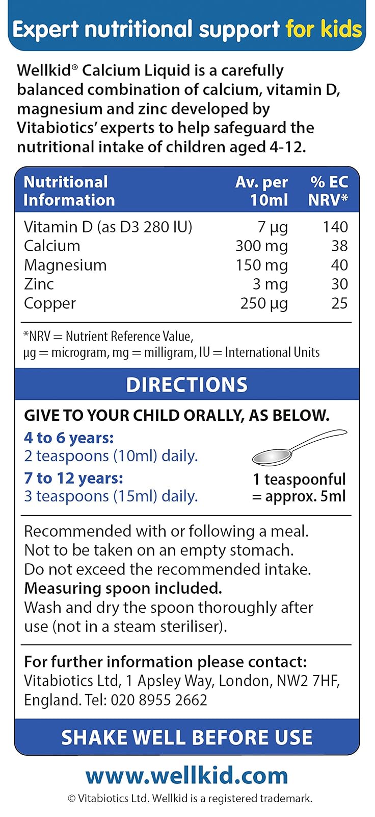 Wellkid liquid calcium for strong bones