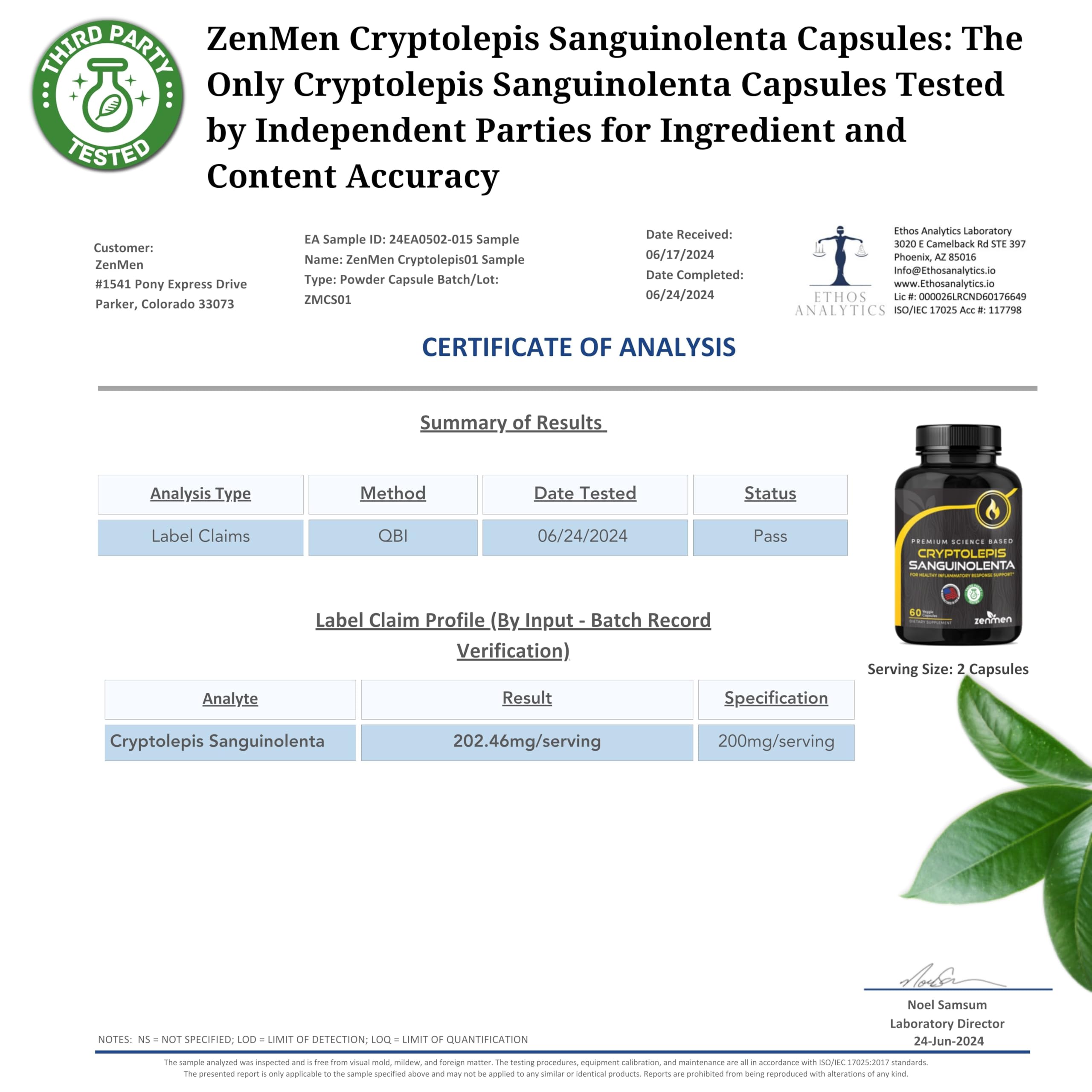 wellness capsules with Cryptolepis