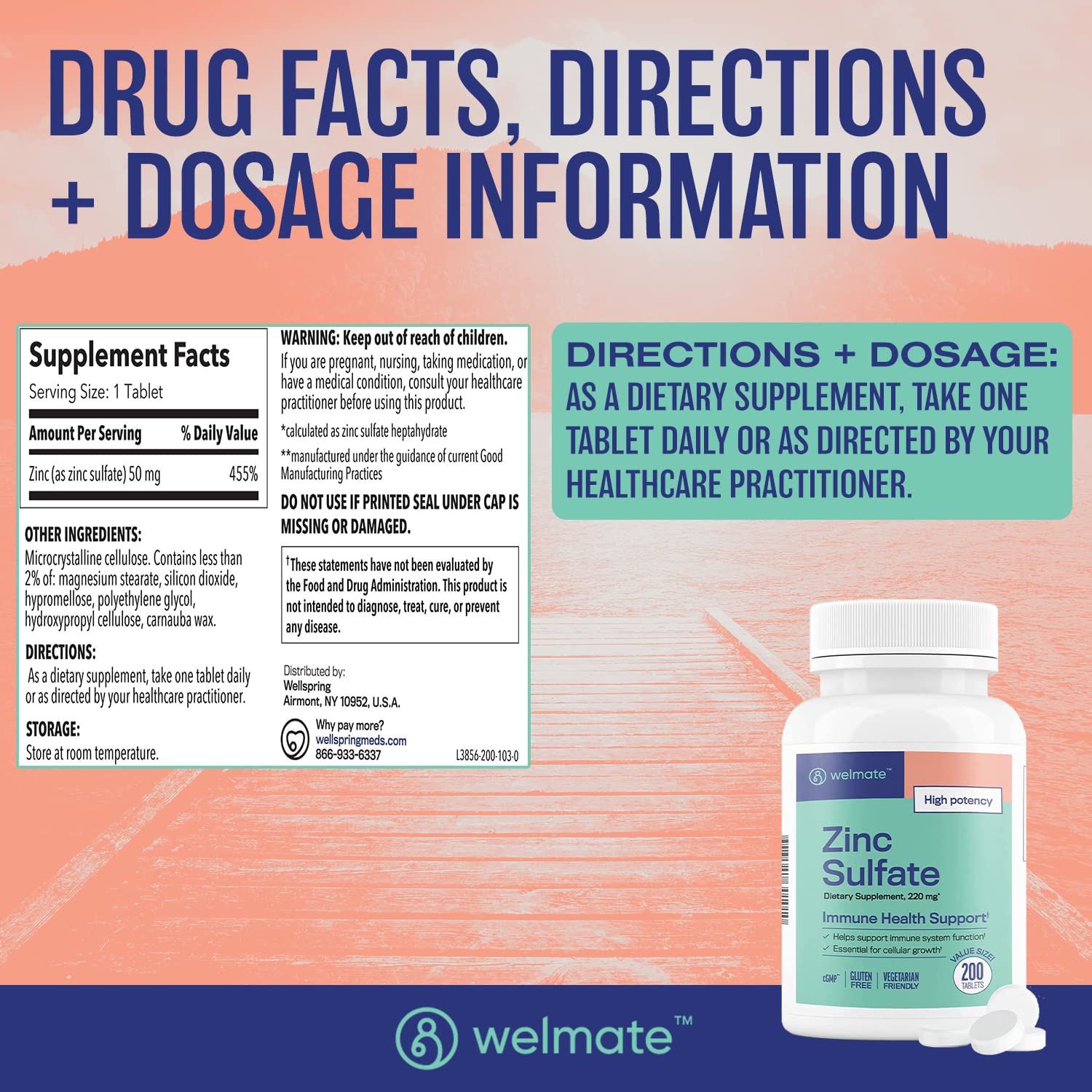 WELMATE zinc tablets for daily use
