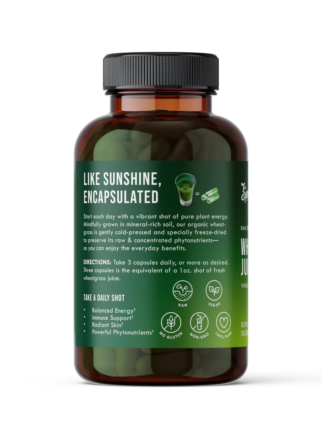 wheatgrass capsules packed with vitamins