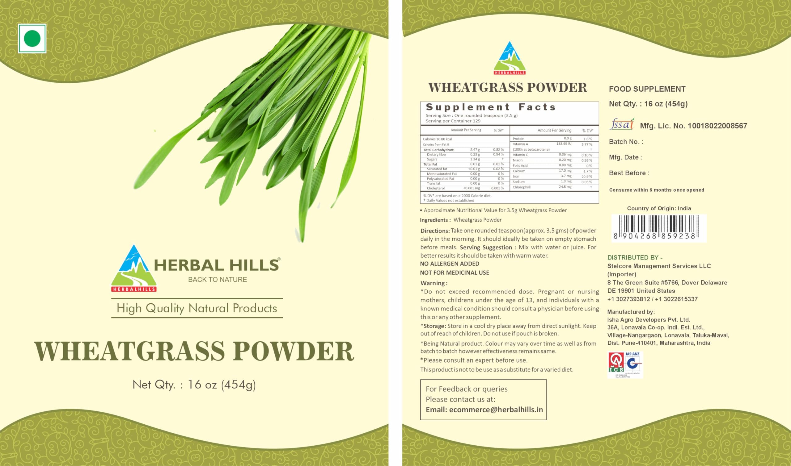 Wheatgrass powder for immune support