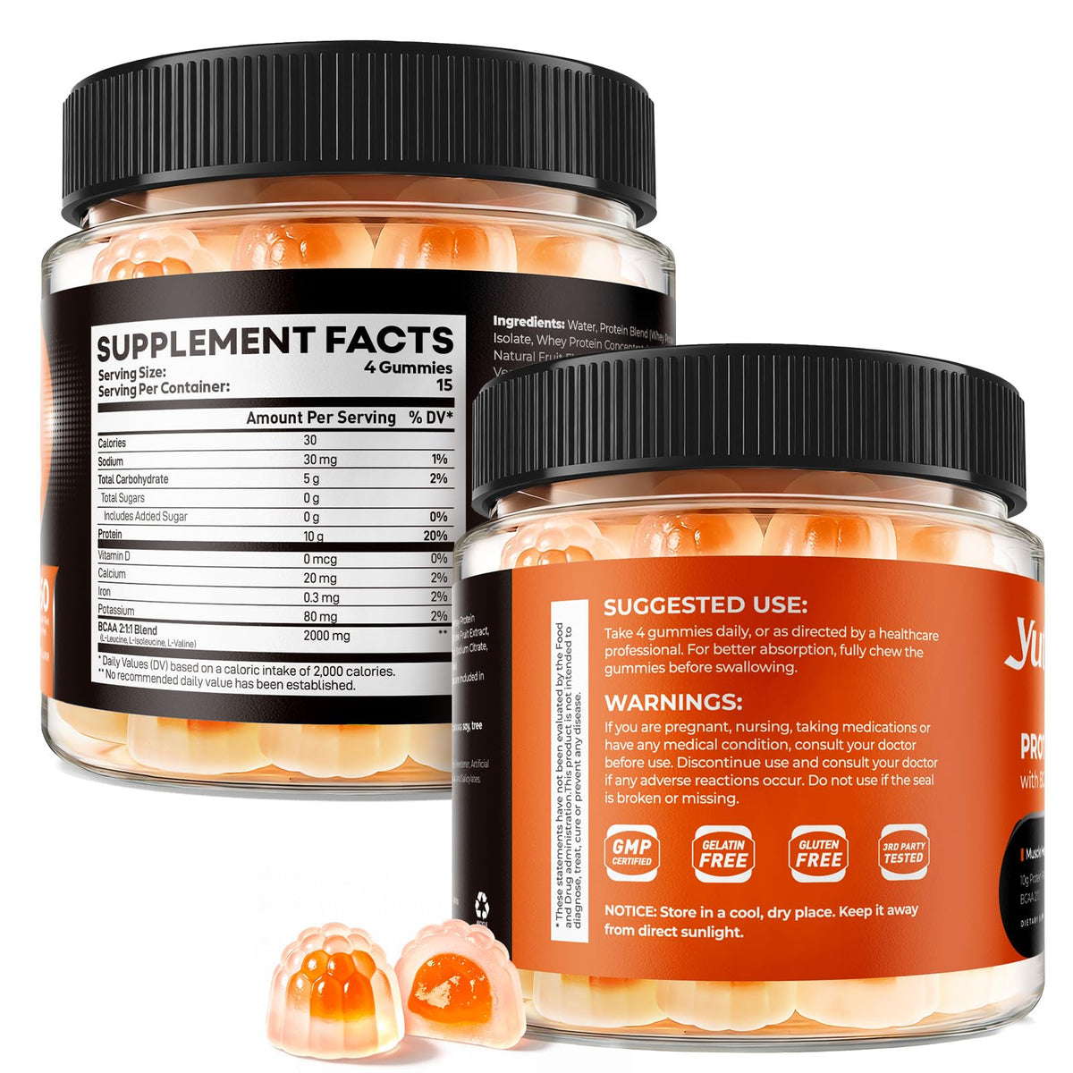 Whey protein gummies with BCAA for strength support