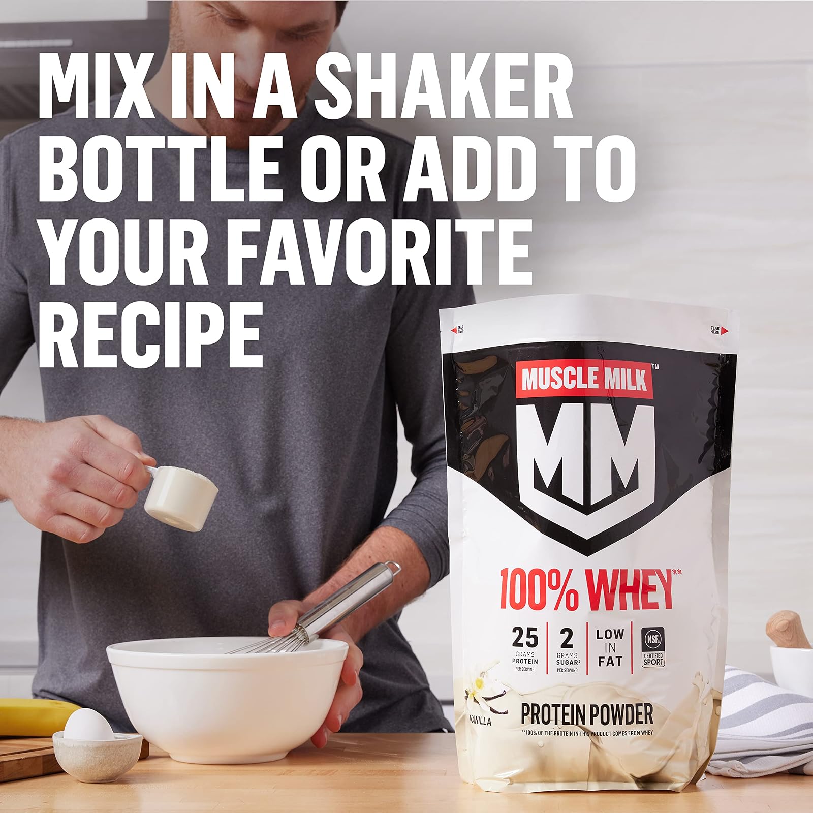 Whey protein powder for post-workout nutrition