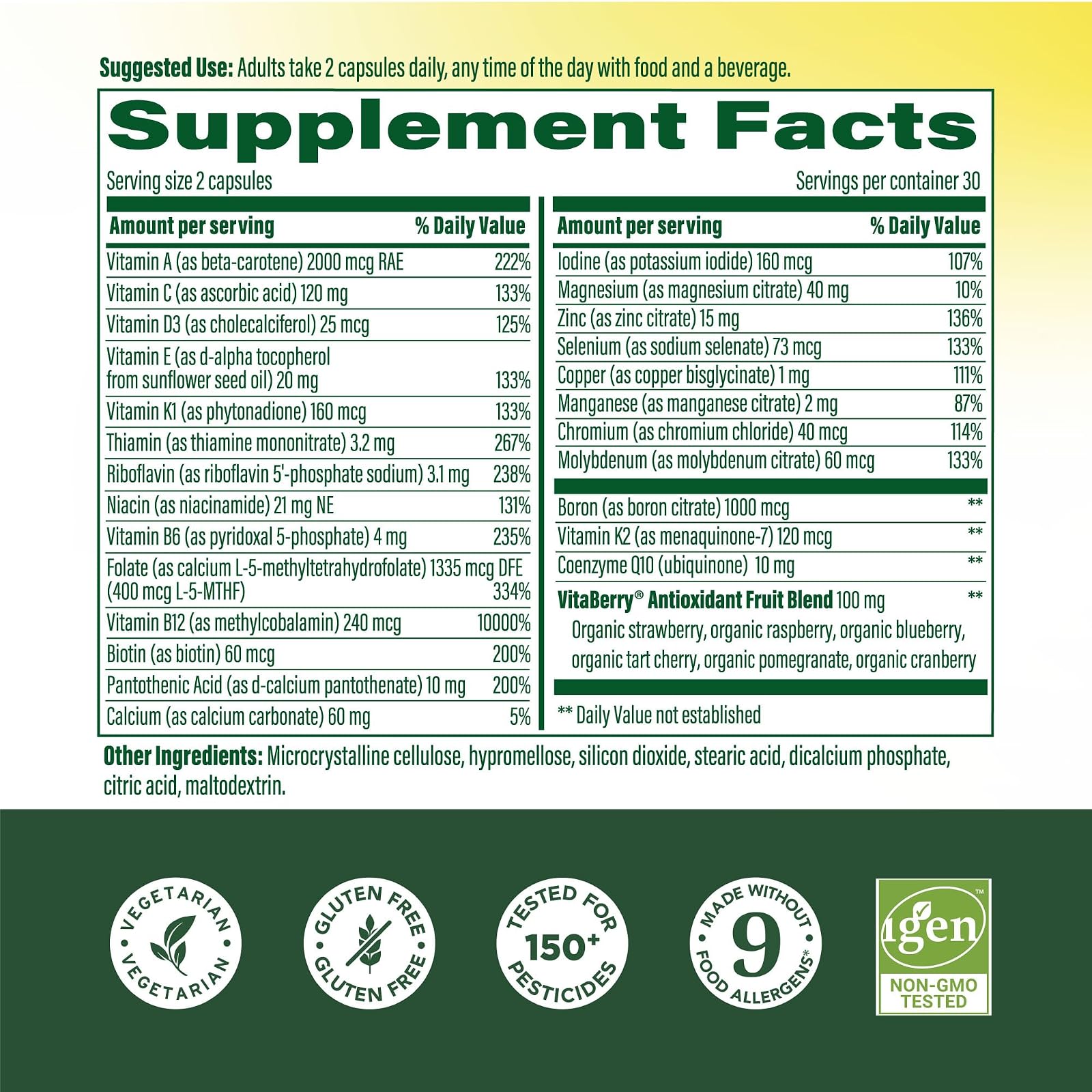 Whole body support multivitamins for men