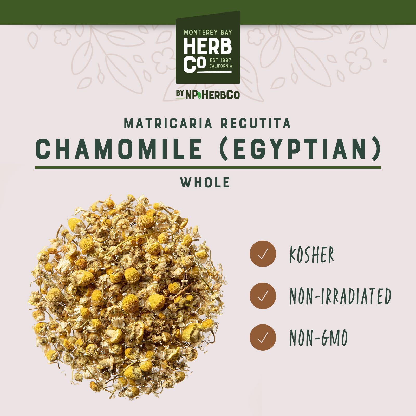 Whole chamomile flowers for brewing