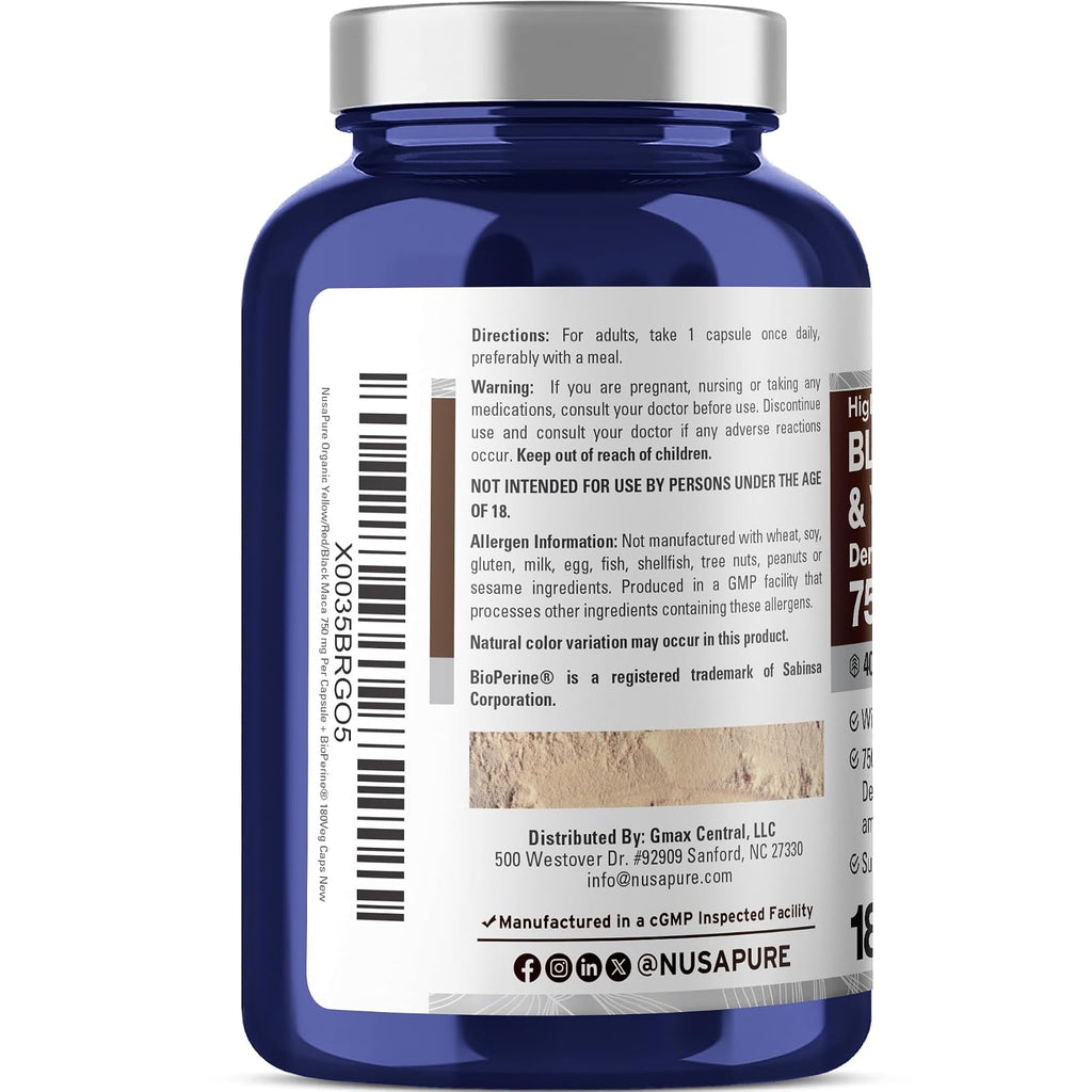 Whole food maca root supplement