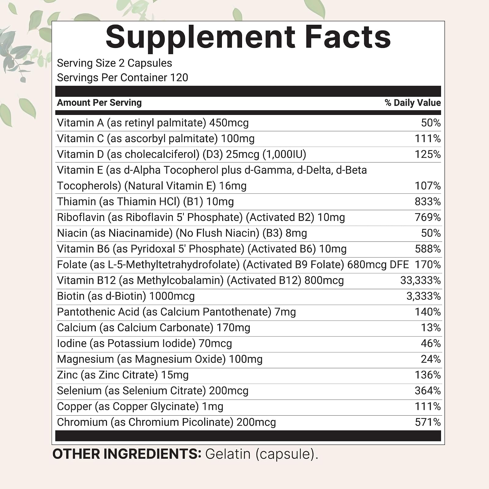 Whole food multivitamin capsules