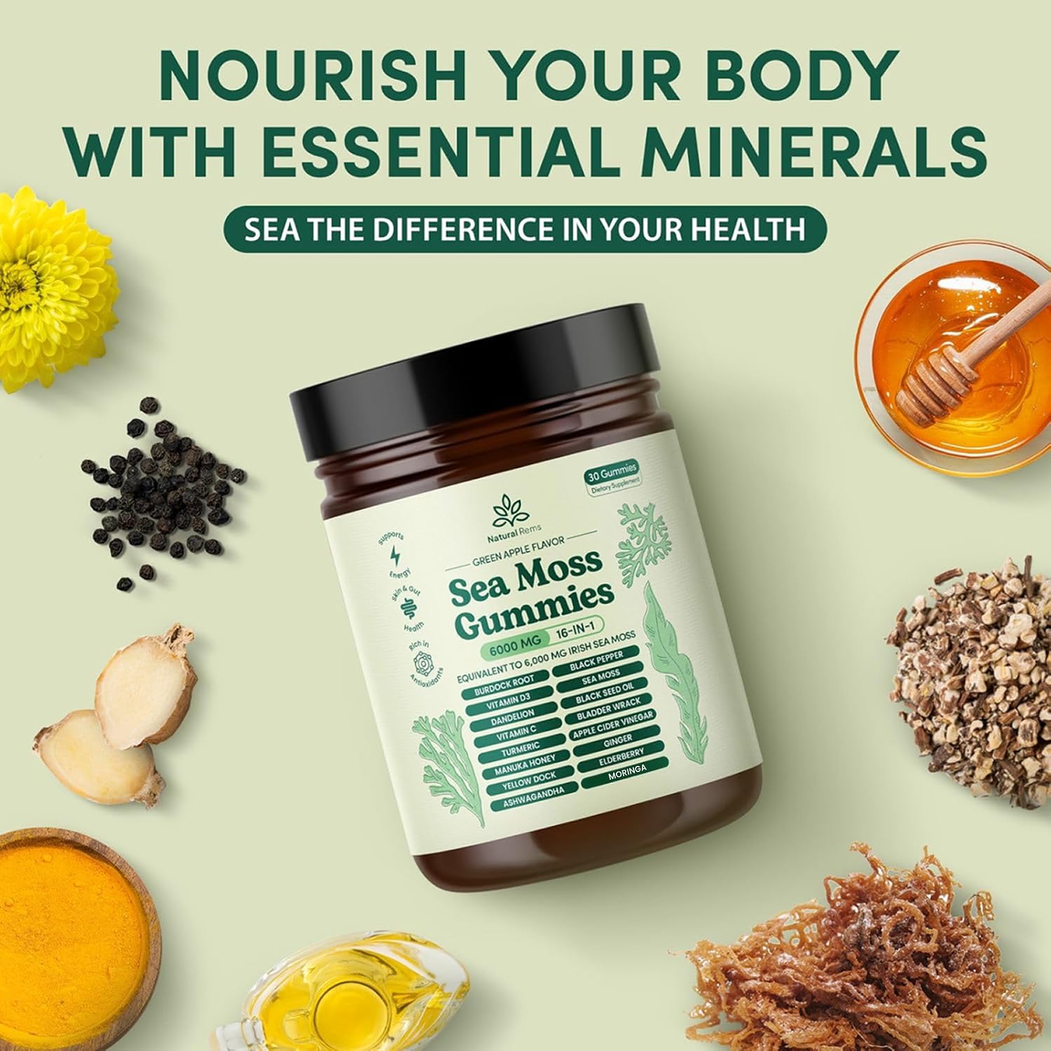 Whole food multivitamin sea moss gummies