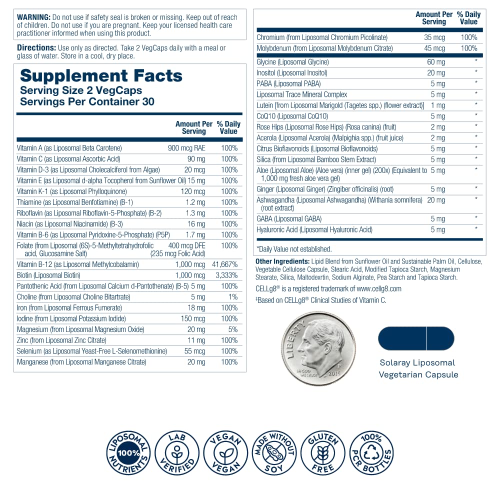 Whole food multivitamin with liposomal delivery