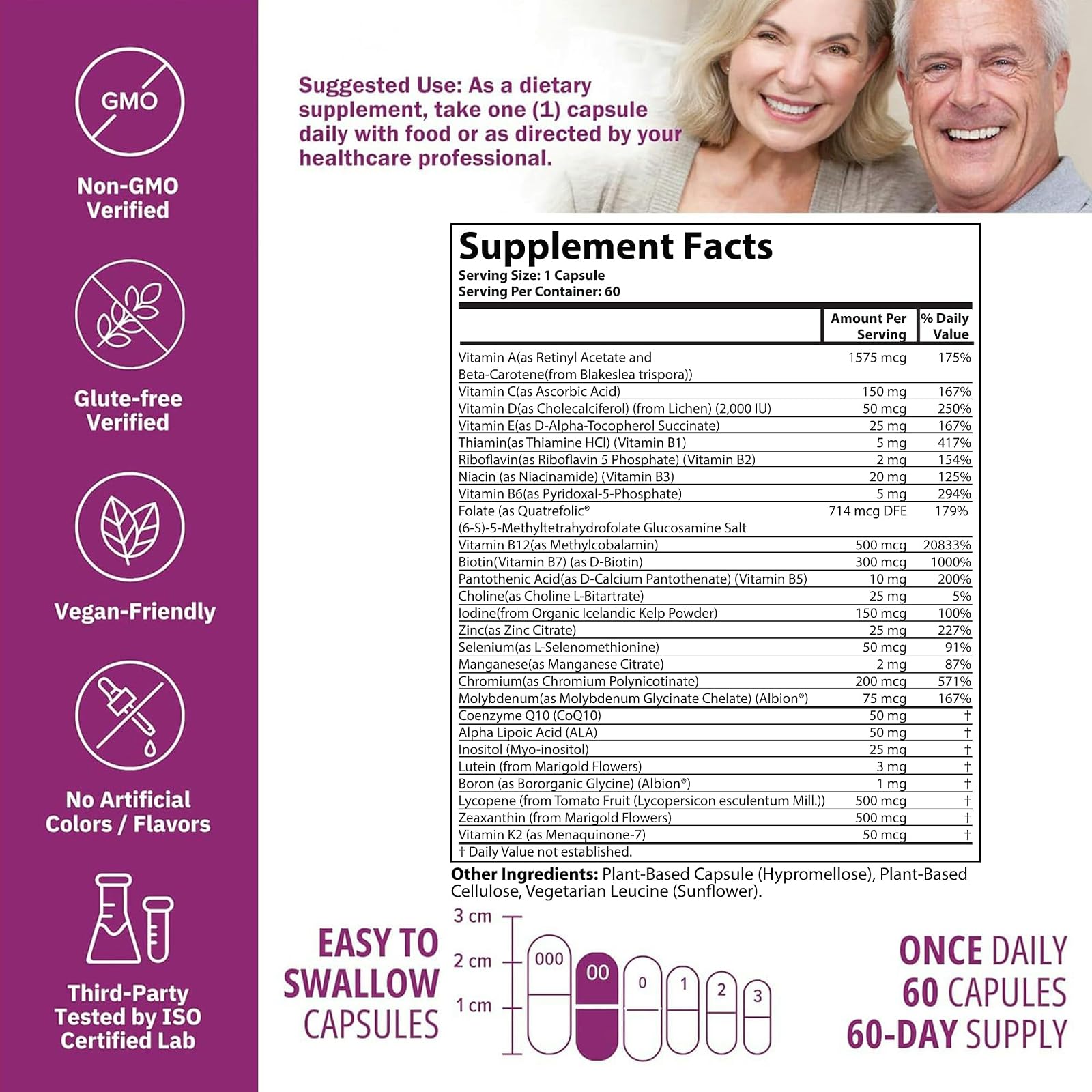 Whole food multivitamin with natural ingredients