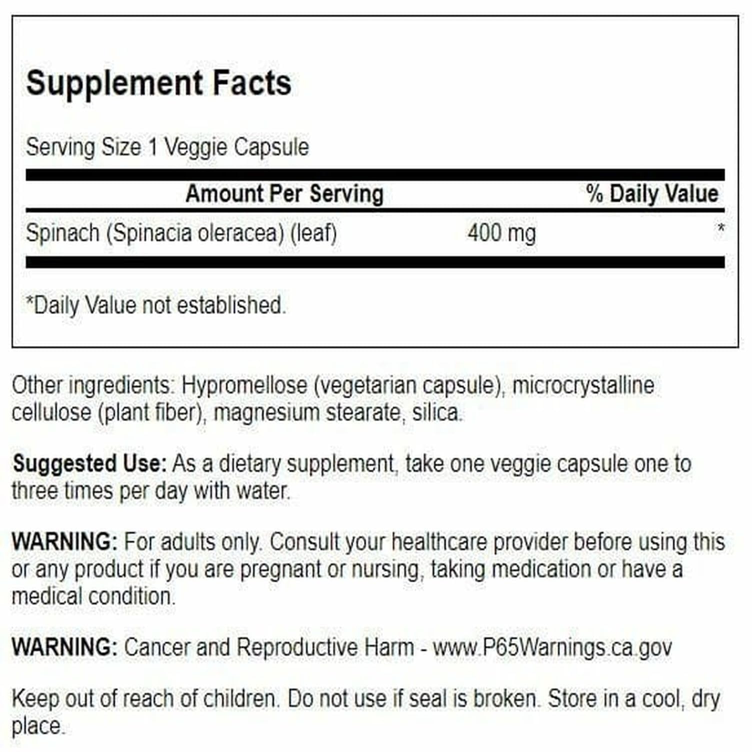 whole food spinach leaf capsules