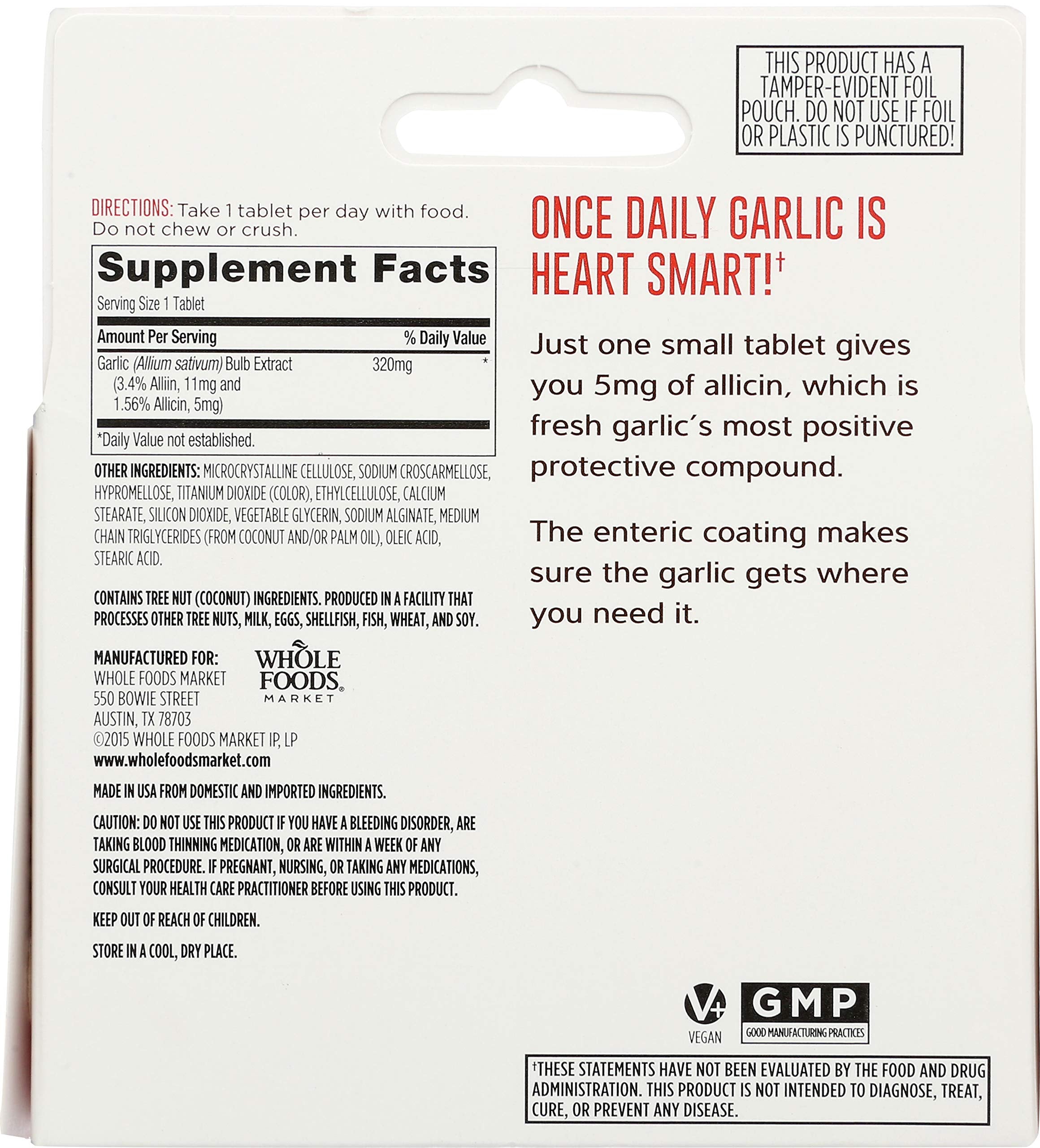 Whole Foods garlic for heart health