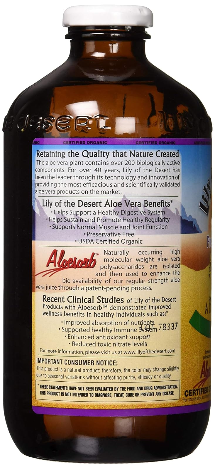 Whole leaf aloe vera juice for digestion