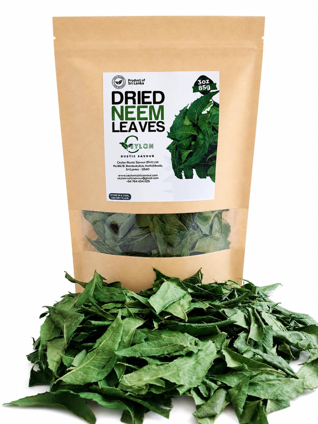 Whole neem leaves in resealable pouch