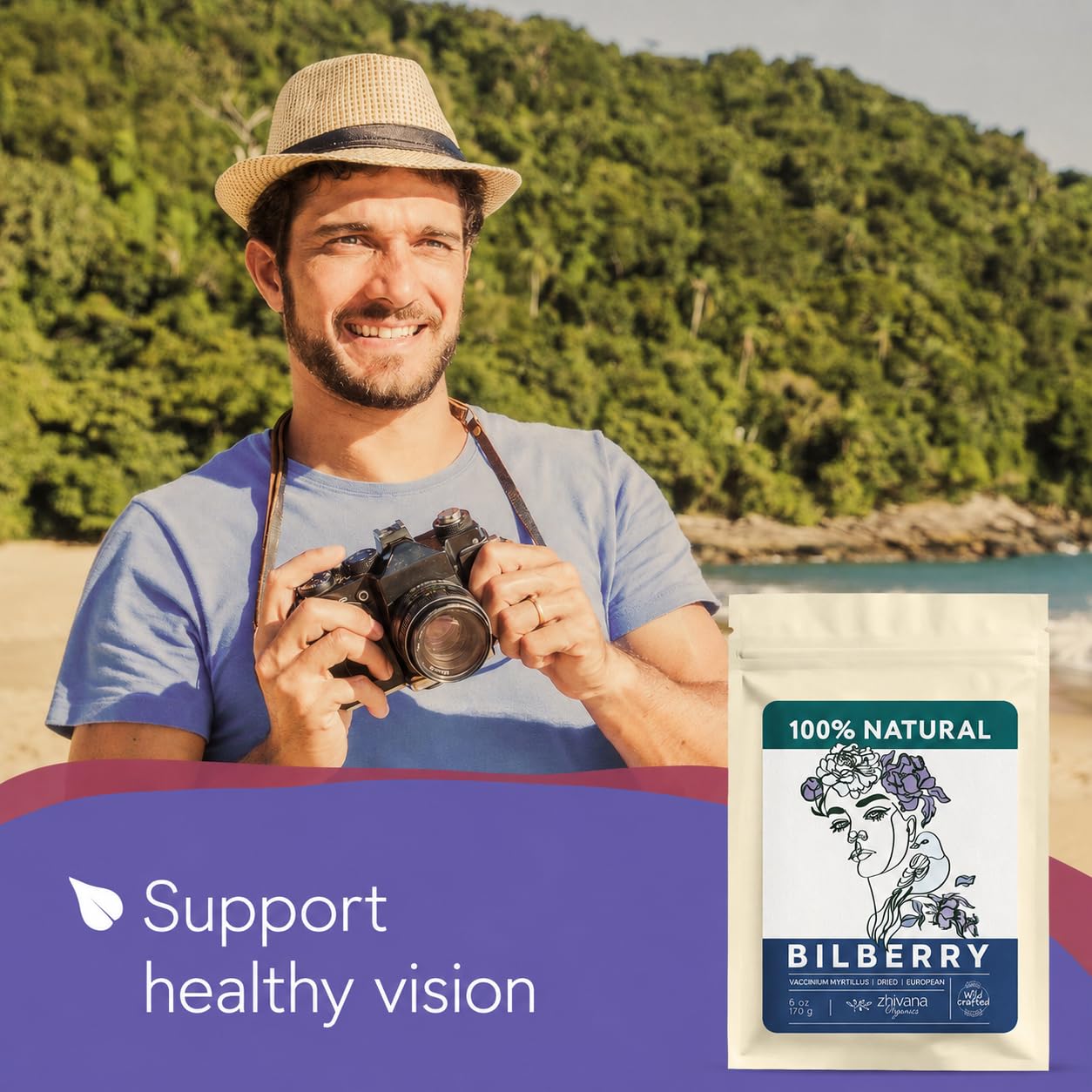 Wild bilberry tea for healthy lifestyle