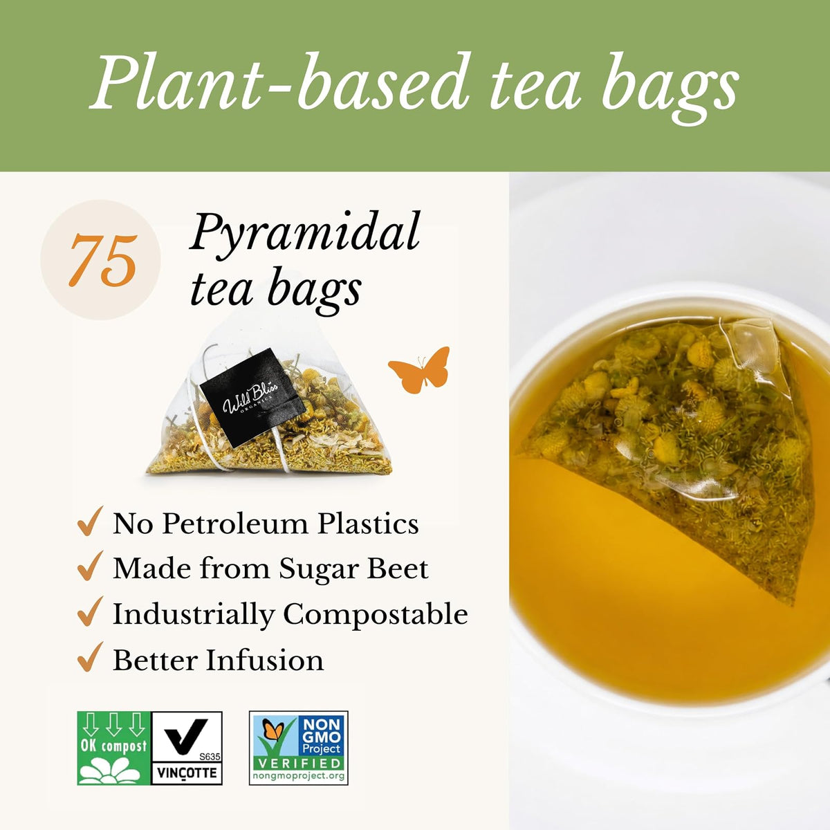 Wild Bliss chamomile tea for stress relief