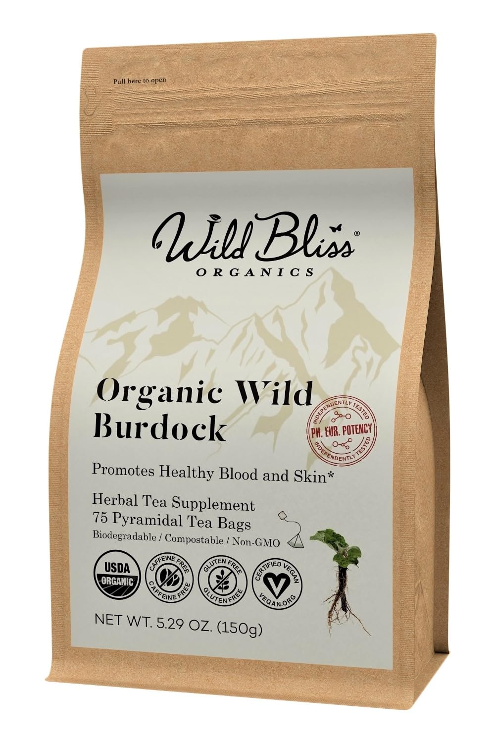 Wild Bliss organic burdock root tea bags