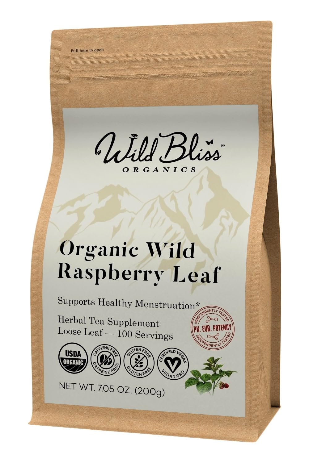 Wild Bliss organic red raspberry leaf tea