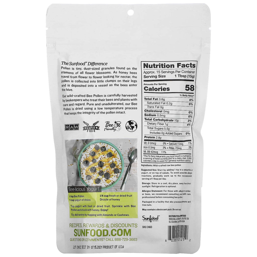 Wild-crafted bee pollen for energy