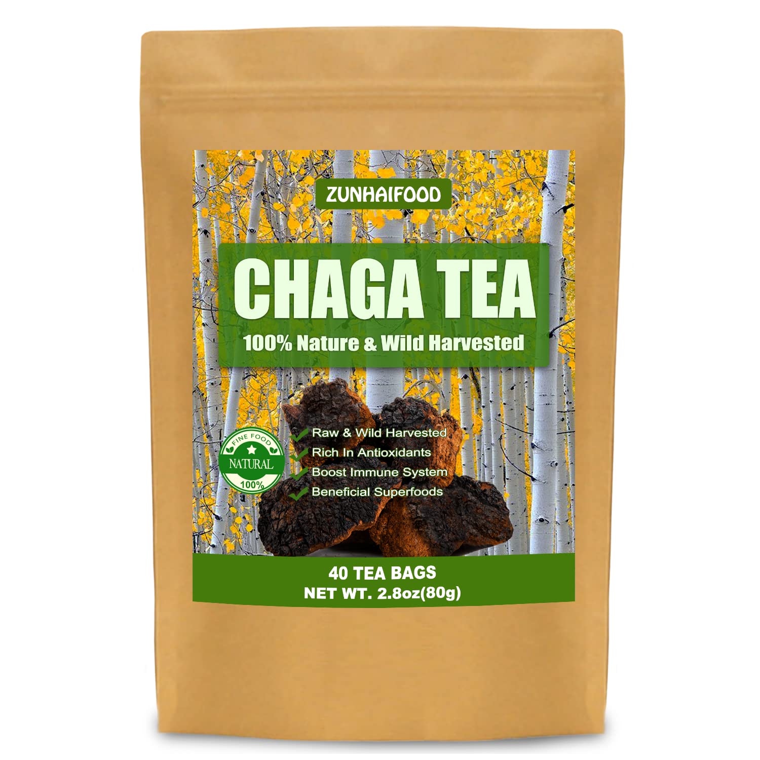 wild forest harvested chaga mushrooms