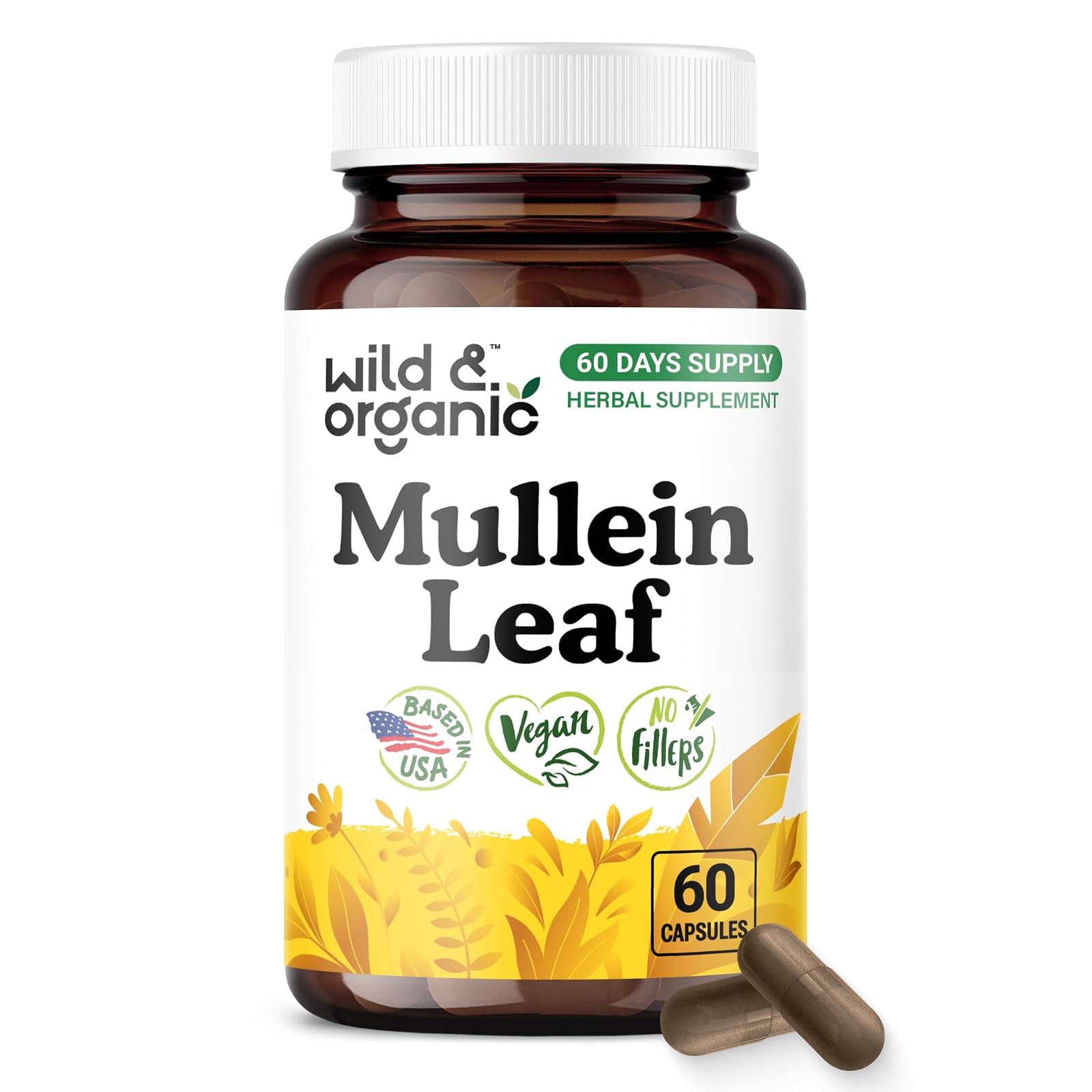 Wild & Organic Mullein capsules for respiratory health