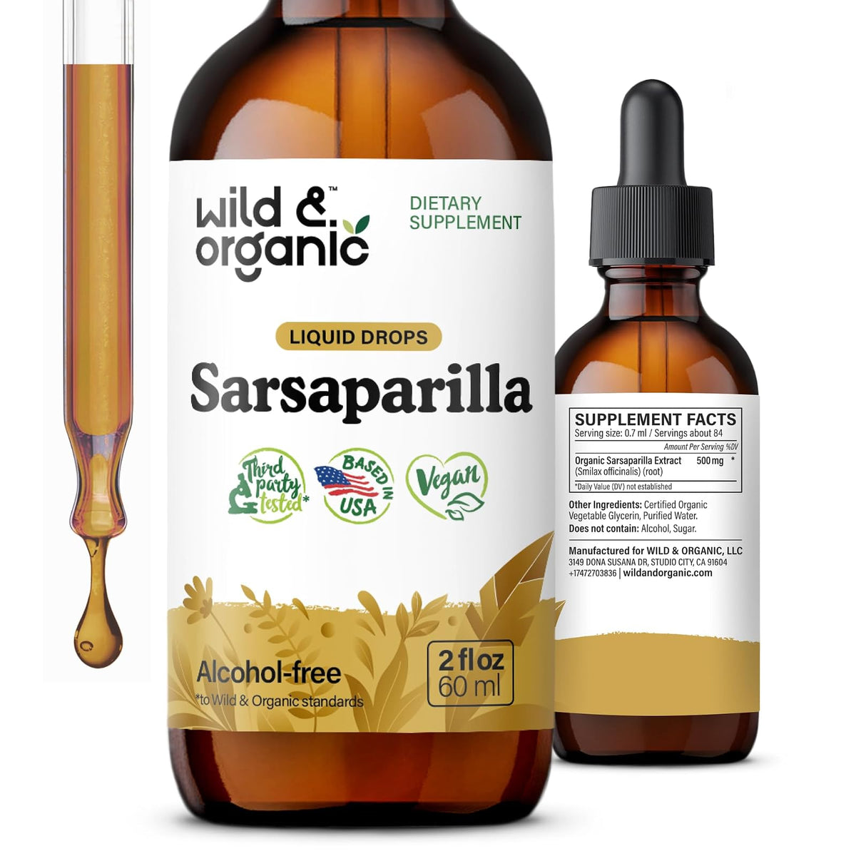 Wild & Organic sarsaparilla root detox drops