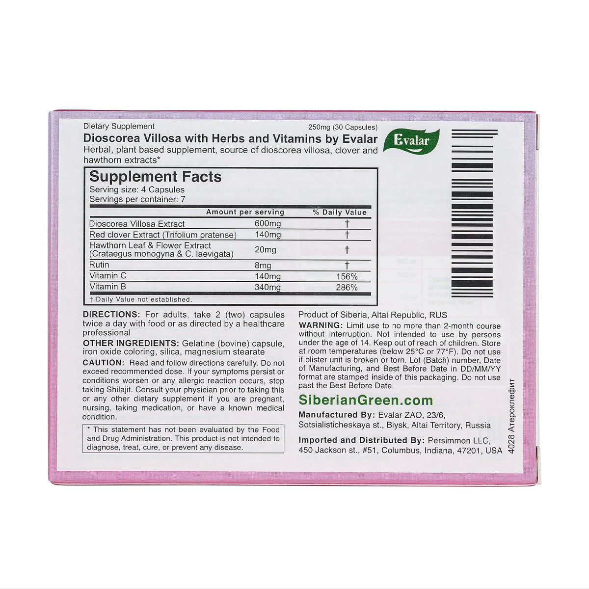 Wild Yam extract for menopause support
