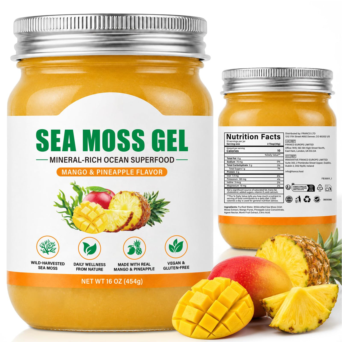 Wildcrafted sea moss gel mango flavour