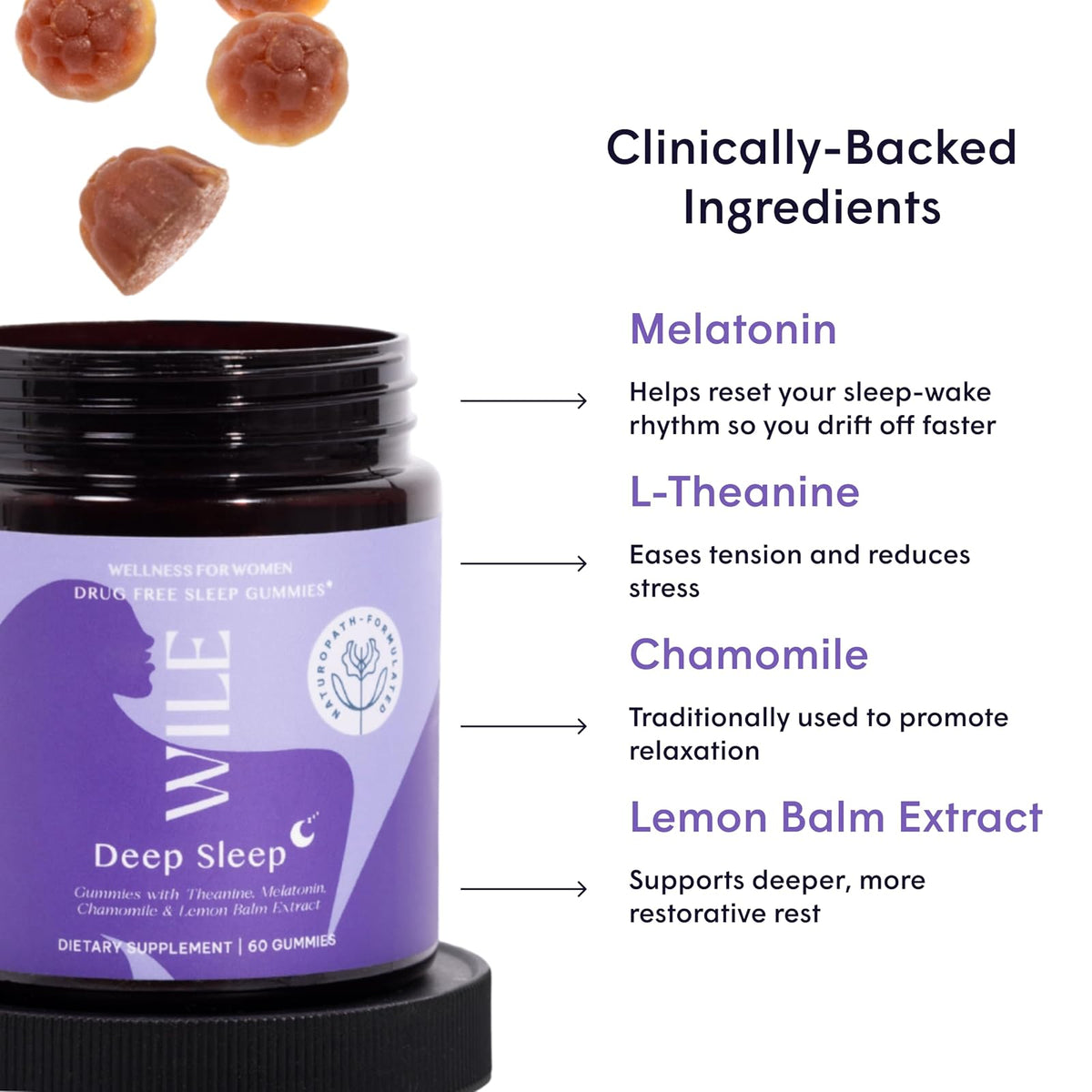 WILE gummies support deep sleep