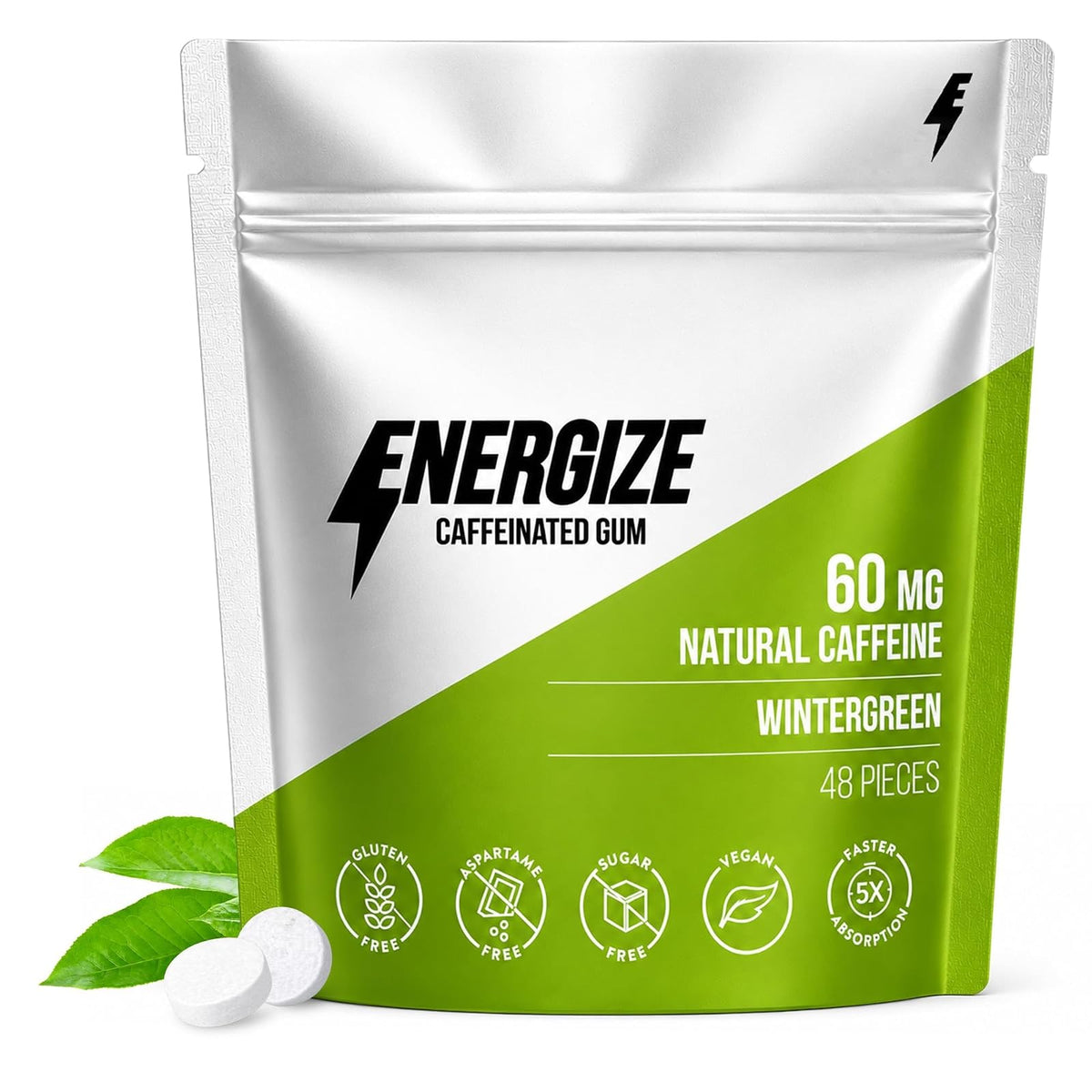 Wintergreen caffeine gum for energy