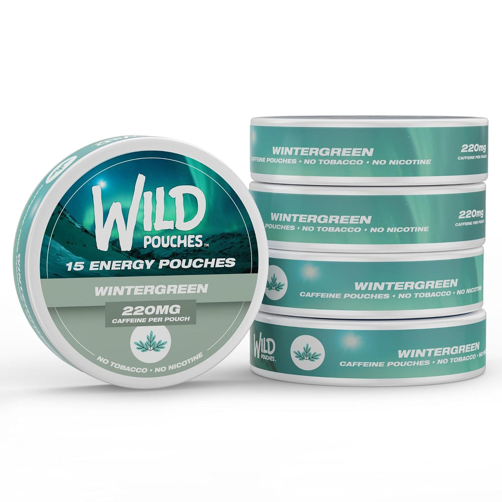 Wintergreen caffeine pouches for energy