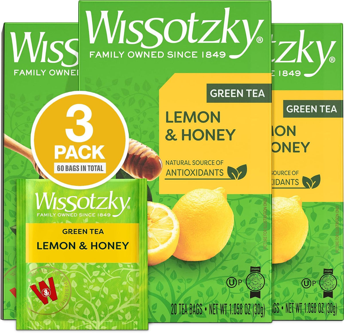 Wissotzky lemon honey green tea bags