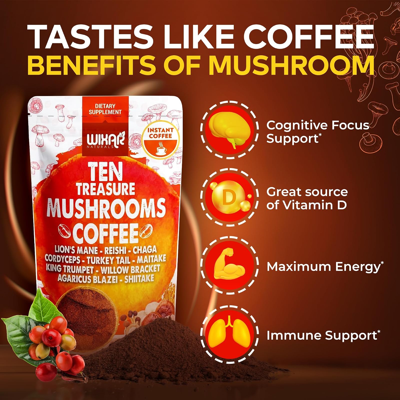 Wixar coffee blend with adaptogens