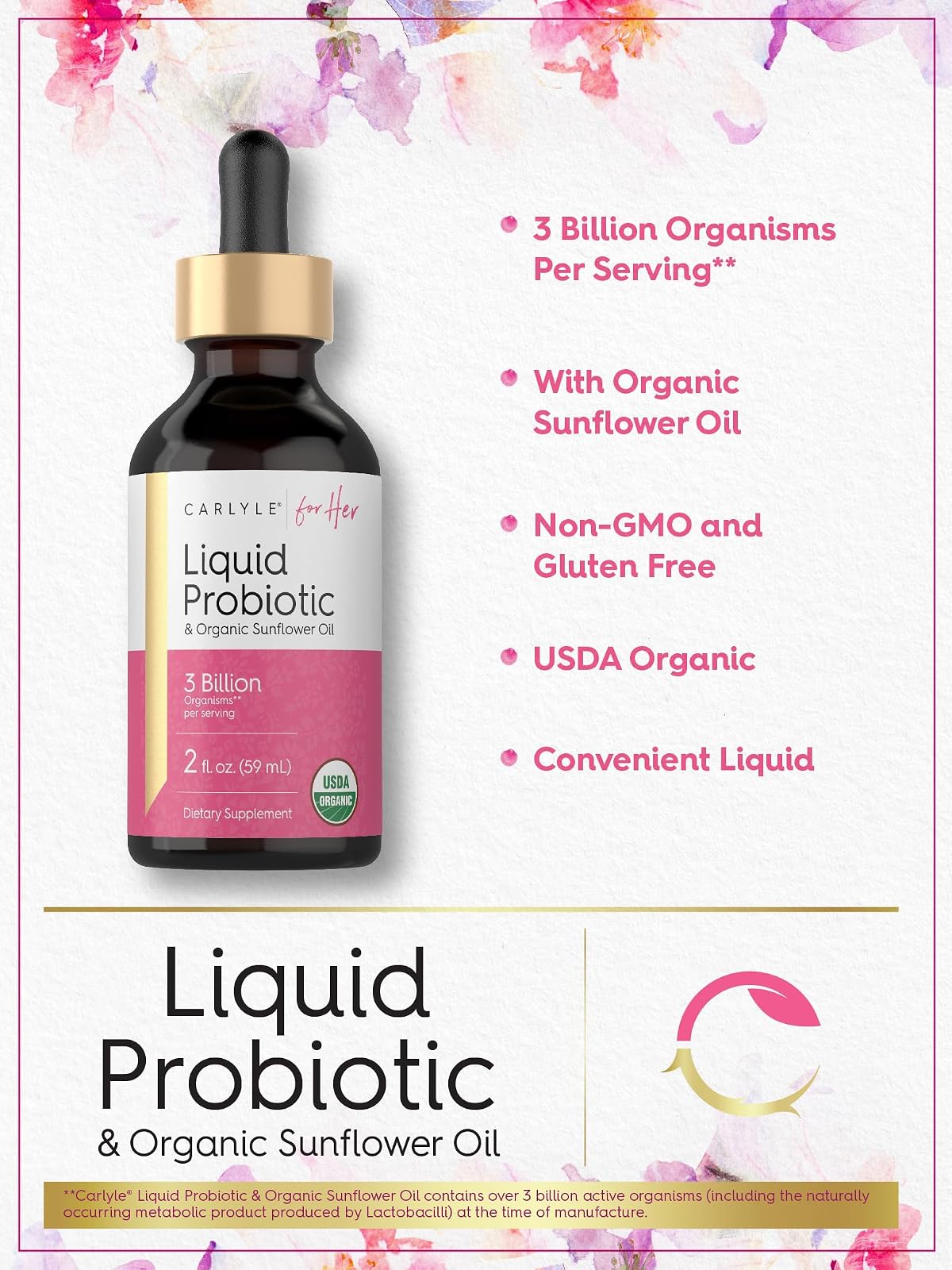 Women's daily probiotic liquid supplement