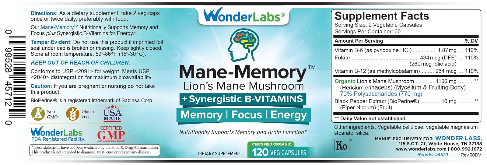 Wonder Laboratories Lion's Mane capsules
