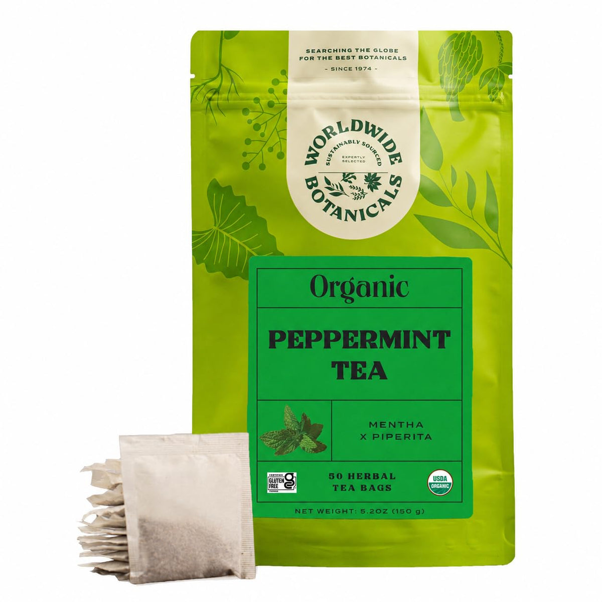 Worldwide Botanicals organic peppermint tea bags