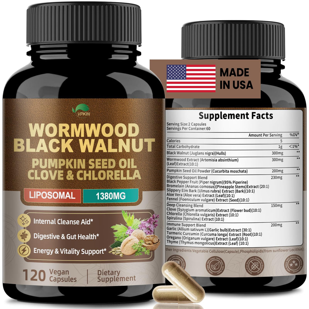 Wormwood Black Walnut Clove cleanse capsules