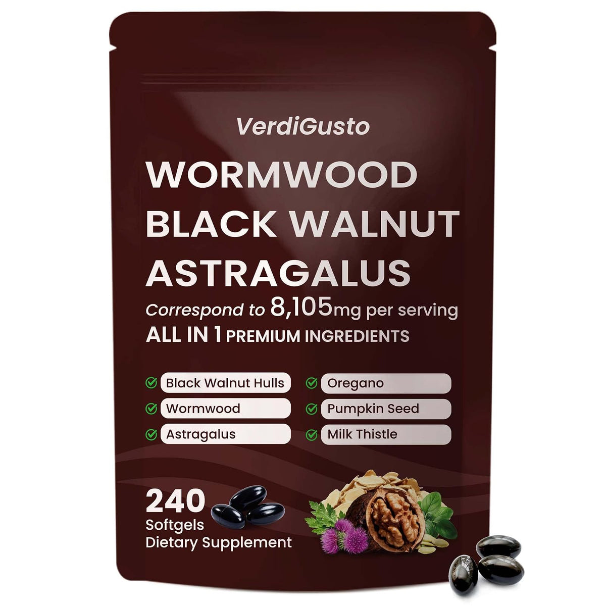 Wormwood Black Walnut detox softgels