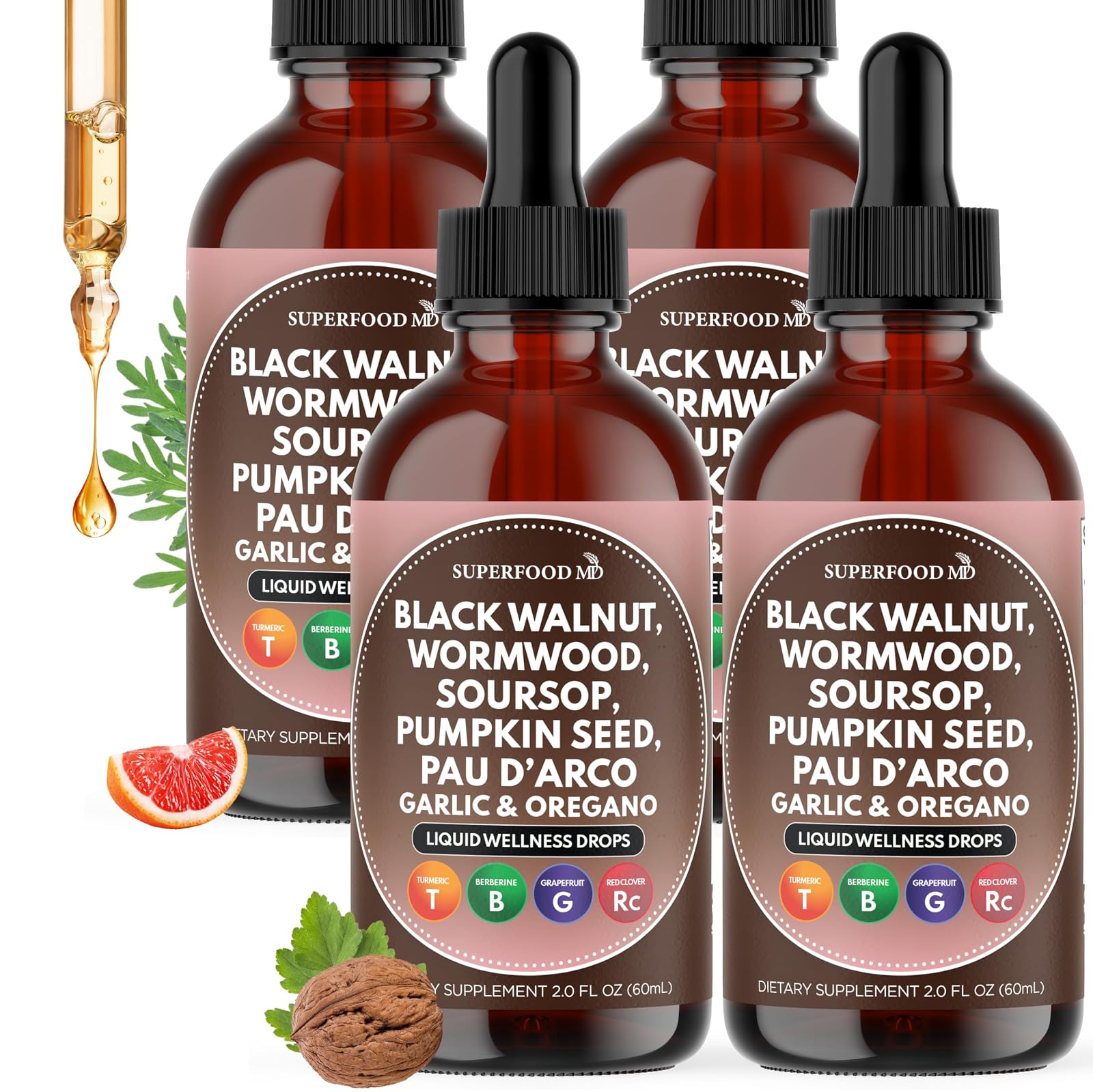 Wormwood Black Walnut oregano oil drops