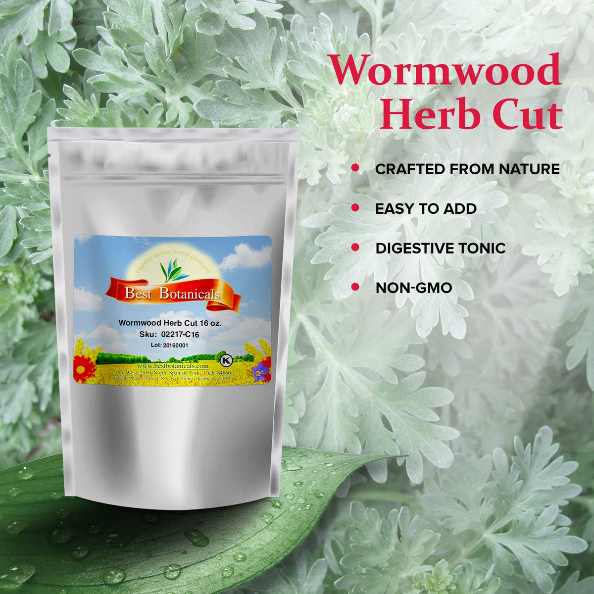Wormwood herb cut for digestive health