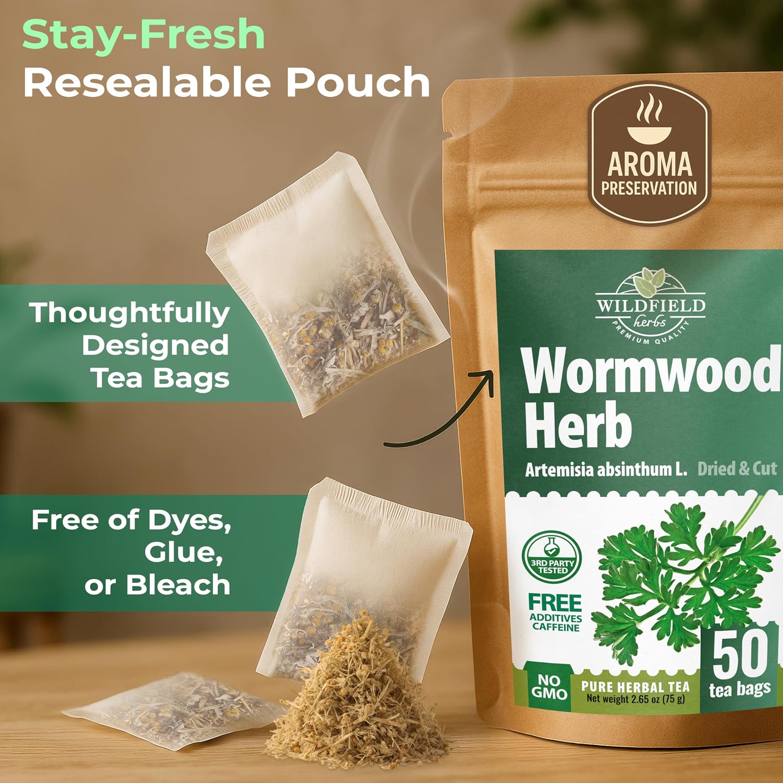 Wormwood tea bags for detox