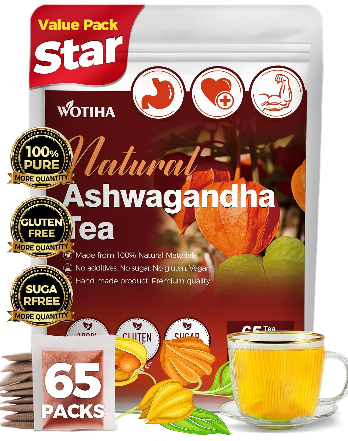 WOTIHA Ashwagandha tea bags for relaxation